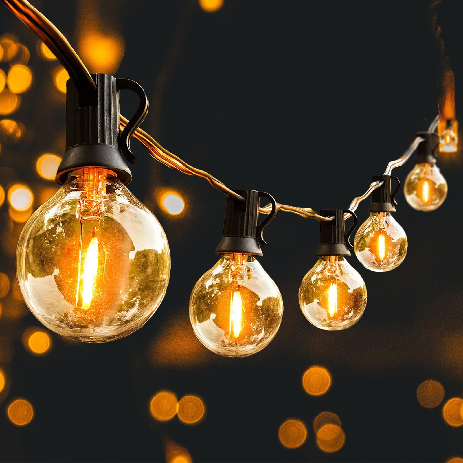 Outdoor String Lights G40 Globe LED Bulbs, Panaromia 41FT Patio Lights 30+3 Bulbs, Waterproof Shatterproof Hanging Lights for Indoor Outside Garden Home Christmas Xmas Warm White (A-LED-41ft)