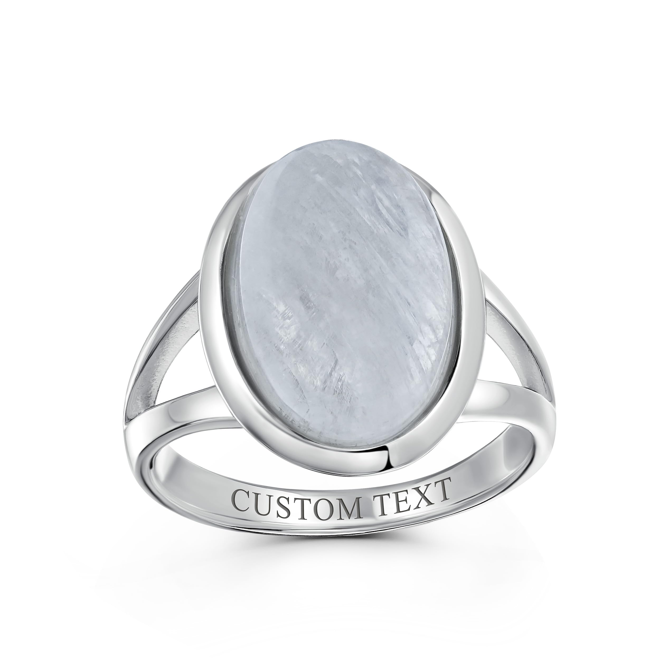 Bling Jewelry Oval Cabochon Bezel Gemstone Split Shank Boho Statement Iridescent Mood Changing Moonstone Ring Women For Teen .925 Sterling Silver