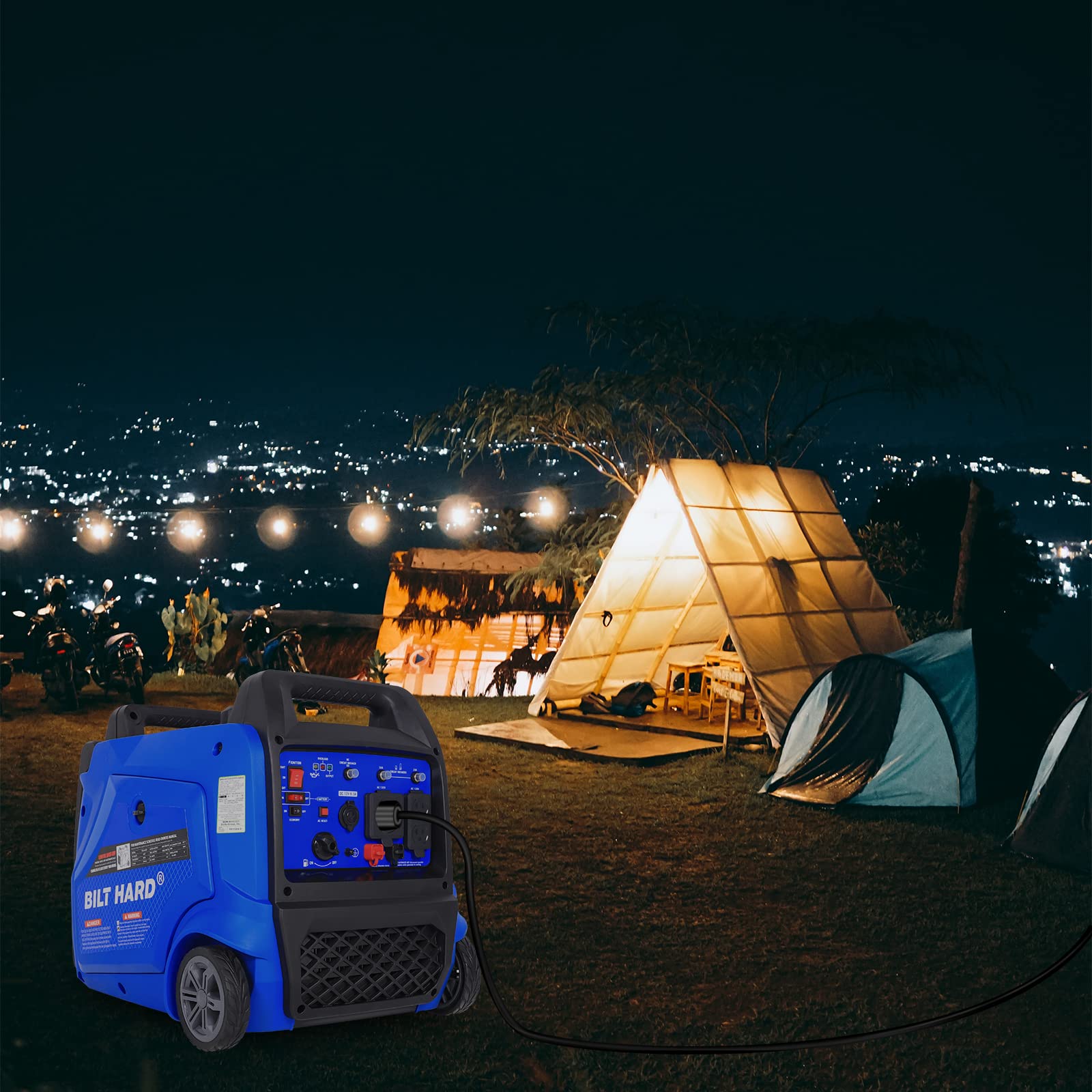 BILT HARD Generator 5500 Watt, Dual Fuel Quiet Inverter Generator with Electric Start, 120V NEMA 5-20R, NEMA TT-30R and 12V DC Output, 224cc Portable Outdoor Generators for Home Backup and RV Ready
