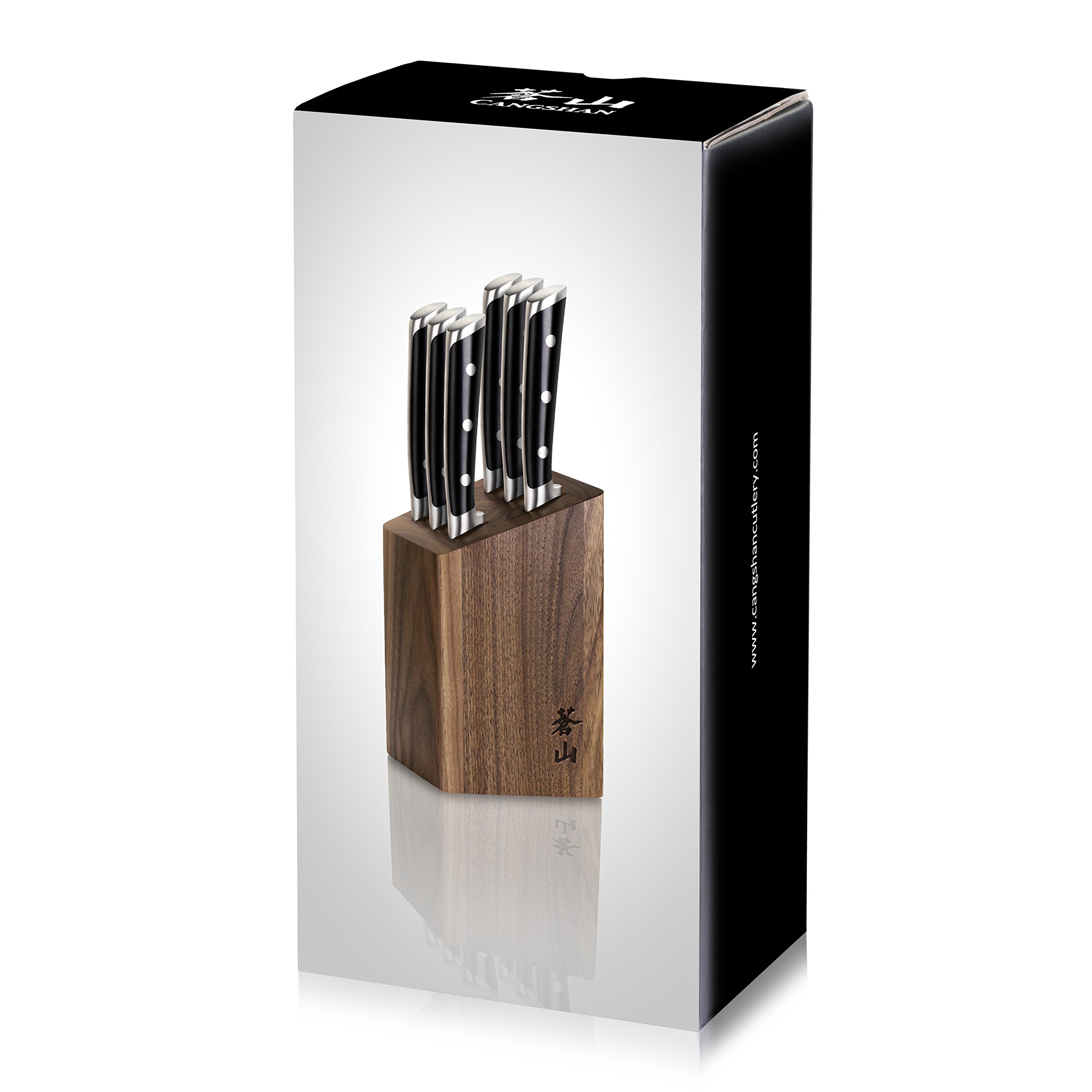 Cangshan TS Series 1022261 Swedish 14C28N Steel Forged 6-Piece Steak Knife Block Set, Walnut