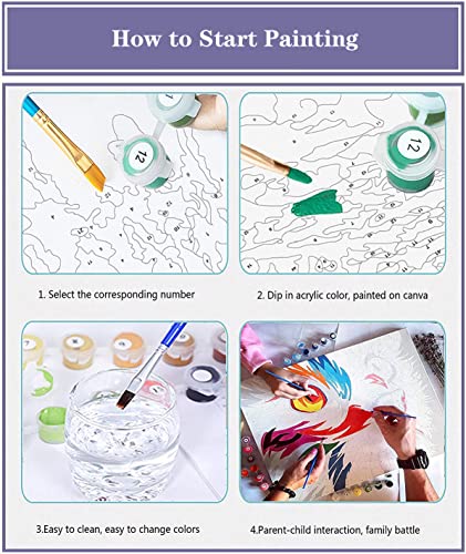 Inspirational Flower Paint by Numbers for Adults Beginner DIY Arts and Crafts Paintwork with Paintbrushes Canvas Oil Painting Wall Decor 16X20 inch