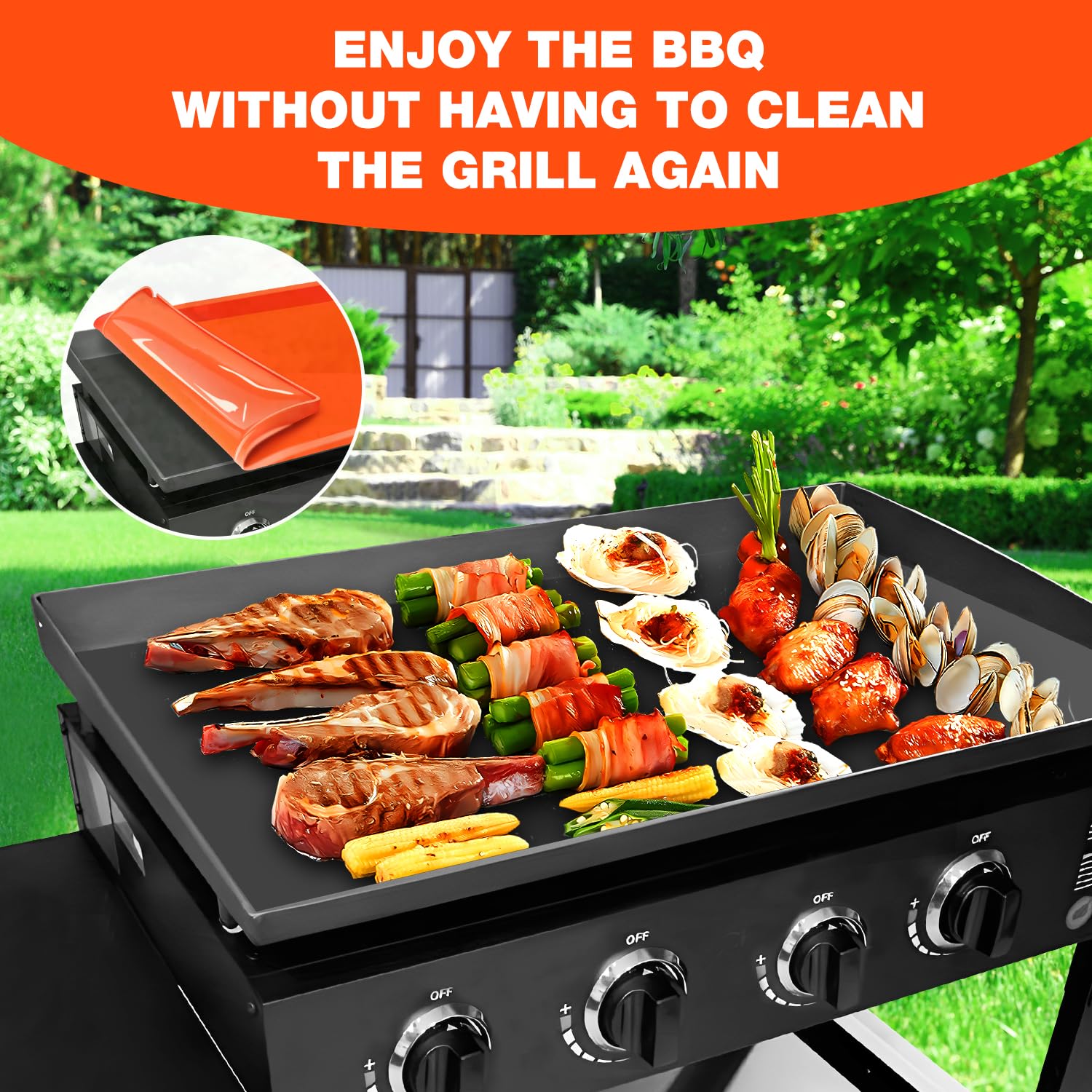 Blackstone Silicone Griddle Cover, Upgraded Full-Cover 36 Inch Silicon Griddle Mat for Blackstone, Grill Buddy Mat, Provide Better Sealing to Protect your Griddle from Rain, Dirty, Debris and Bugs
