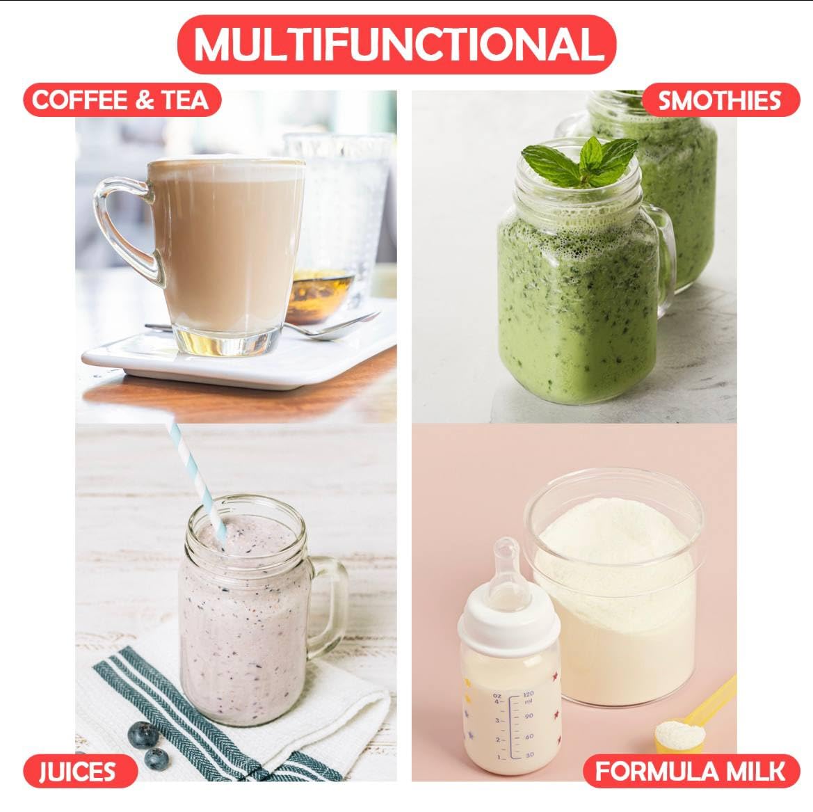 CABRYONE Formula mixer Superwhisk Handheld Milk Frother-Formula Maker Machine-Milk Frother Handheld Baby Formula Maker for Foam Making-Best Coffee with High Speed Milk Foamer for Hot and Cold Drinks.