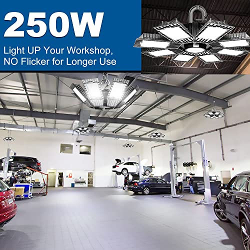 Fucoda 250W LED High Bay Light 35,000LM Industrial Commercial LED Shop Light with 5β Cables Plug High Bay LED Lights for Commercial Warehouse Workshop Garage Factory Barn Low Bay Area Light- 2 Pack