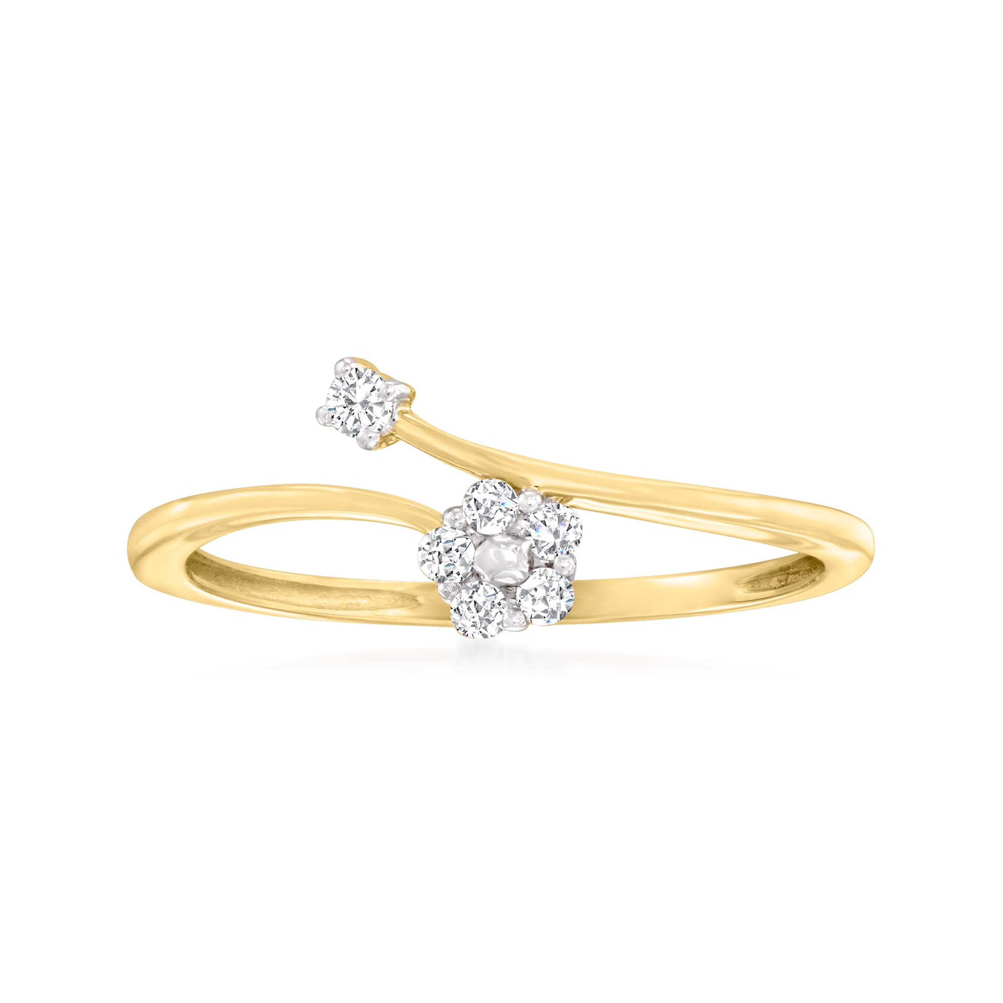Canaria 0.10 ct. t.w. Diamond Flower Bypass Ring in 10kt Yellow Gold. Size 5