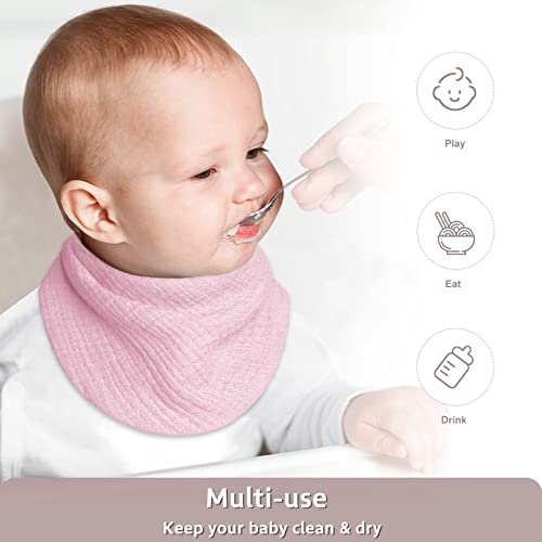 Lulu moon Baby Muslin Bibs - 100% Cotton for Teething Drooling Girls Boys, 8 Pack (Cream)