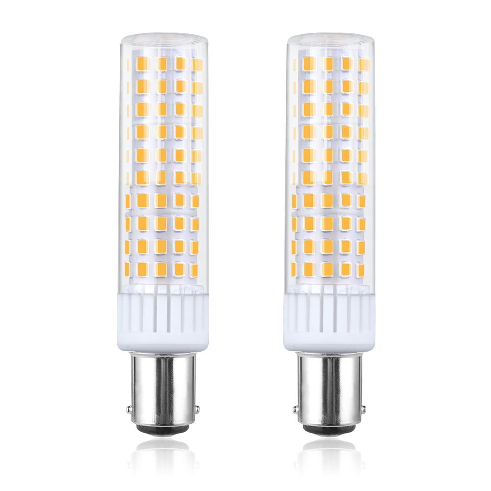 Bonlux Dimmable BA15D DC Bayonet Base LED Light Bulb 120V, 8.5W - 100W Halogen Bulbs Equivalent Replaces JD Type T4 Clear Bulb Daylight 6000K for Pendants Ceiling Fans Sewing Machine Light (2-Pack)