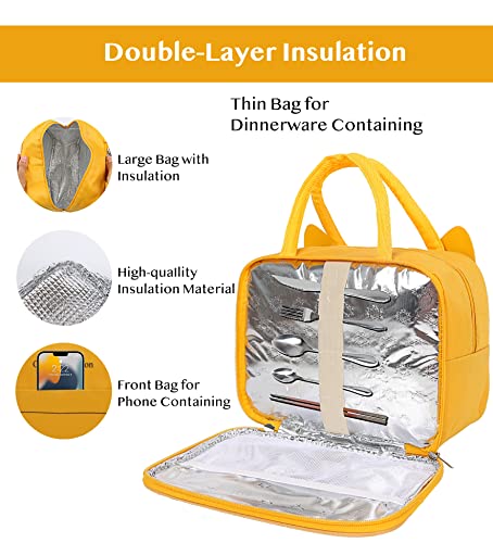 Insulated Lunch Box Bag for Kids, Reusable Durable Lightweight Lunch Bag for Girls Boys, Keep Food Cold/Warm, Corgi Dog