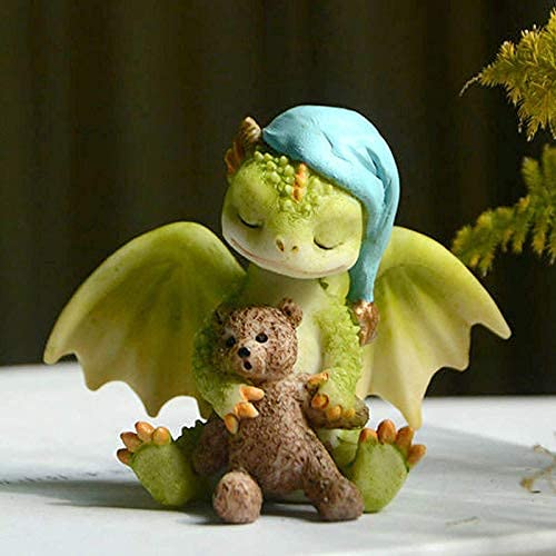 ZHF Rex Green Dragon-Mini Collection Fantasy Statue Cute Dragon Statue Landscape Small Sculpture Garden Crafts Desk Decoration Desk Decoration Home Collectibles (F)