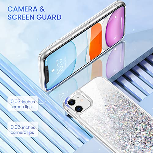 Caka Case for iPhone 11 Glitter Case for Girls Women Liquid Bling Sparkle Luxury Fashion Flowing Floating Shining Glitter Quicksand Soft TPU Clear Cute Phone Case for iPhone 11 (Silver)