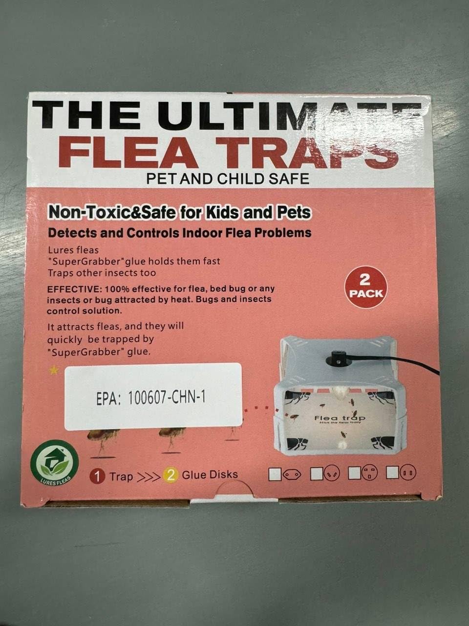 Flea Trap Indoor 2Pcs,Flea Strap Flea Killer Trap Pad Bed Bug Trap with 2 Glue Discs Odorless flea Light Bulb for Inside Your Home Like Fleas,Flies,Mosquitoes,Gnats,Moths