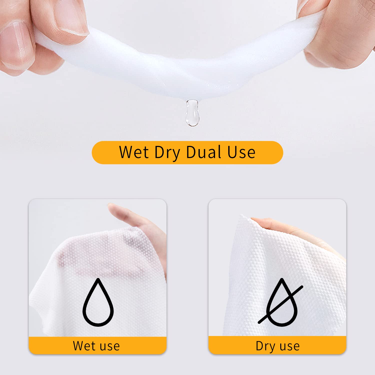 Disposable Face Towel, Facial Tissues, Wet Dry Face Cloths, Biodegradable Clean Towels, Makeup Remover Wipes Ultra Soft for Sensitive Skin, Extra Thick for Cleansing, Skincare and Makeup Removing