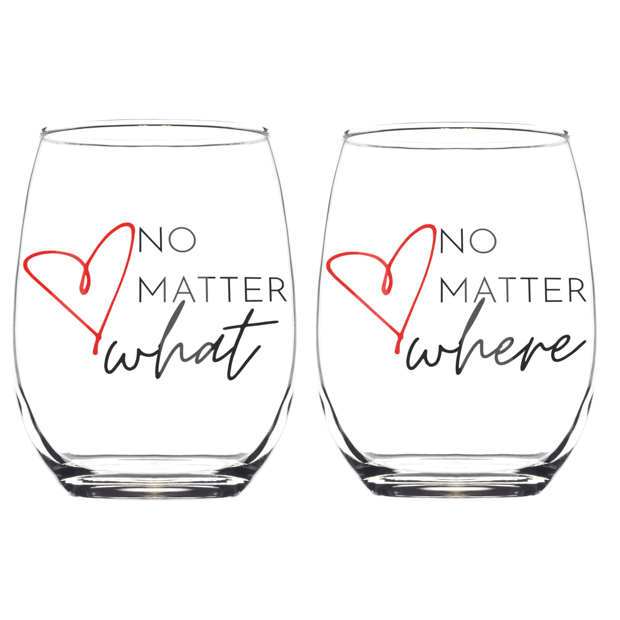 Celebrimo No Matter What, No Matter Where Best Friend Wine Glass Set of 2 For Women. Long Distance Friendship Birthday Gift for Soul Sister, Friends Female, Bestie Woman - Matching Gifts Wine Glasses