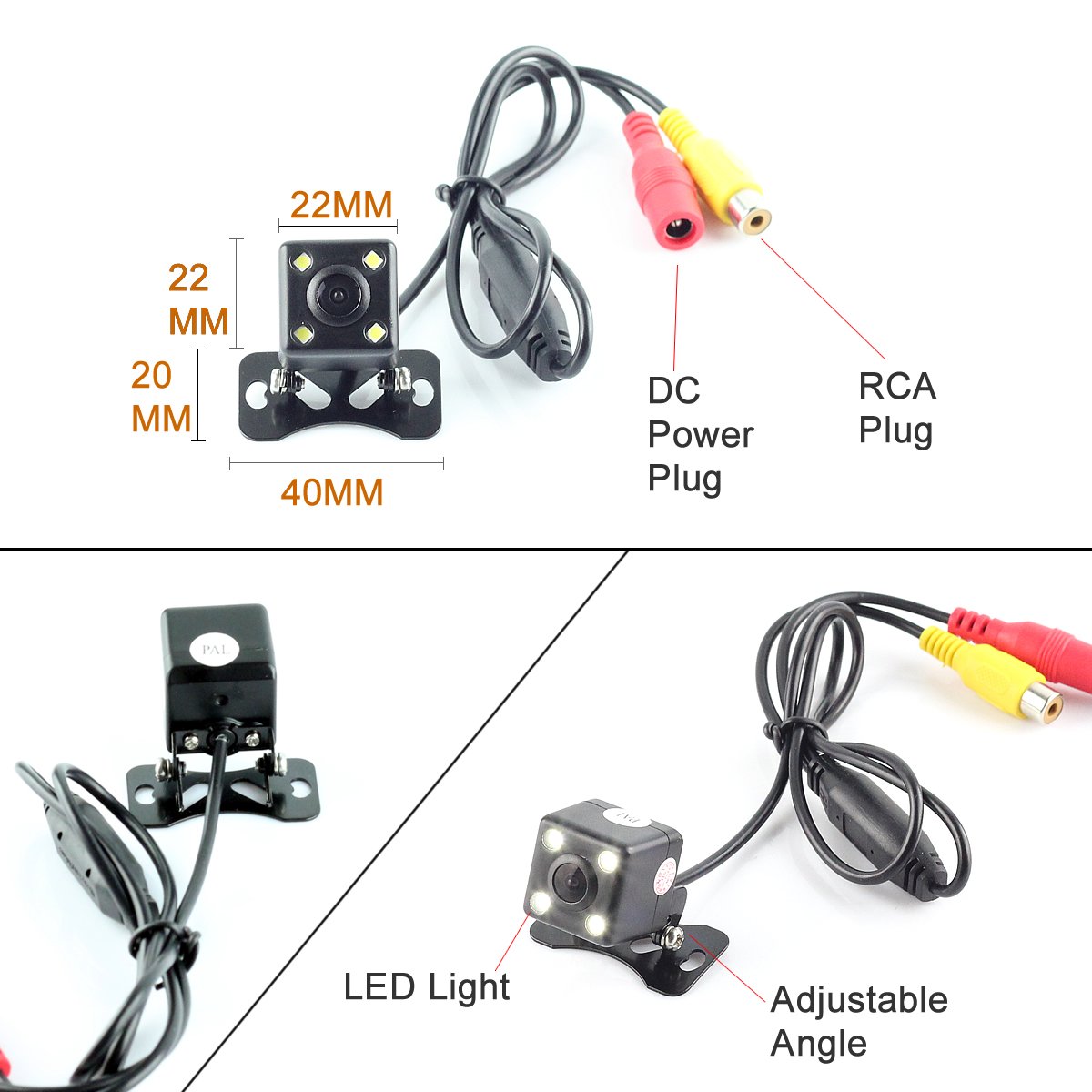 Car Universal Parking Rear View Reverse Backup Camera with LED Light for Monitor DVD Head Units by HitCar