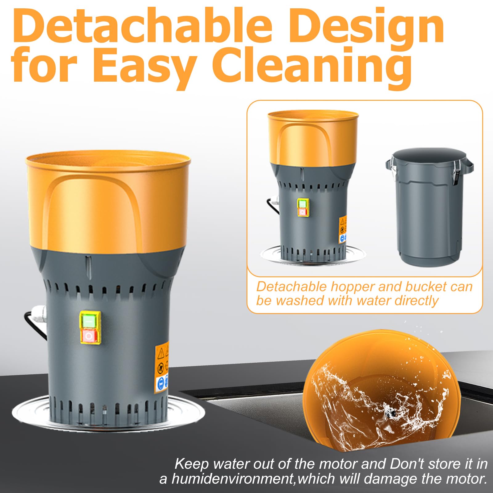 Eachbid 25L Grain Mill Grinder, 1300W Electric Grain Grinder Mill, Detachable 6.6 Gal Bucket & Hopper, with 5 Grinder Sieves+1Wrench, Feed Mill Dry Cereals, Corn Grinder, Wheat Grinder, Molino de Maiz