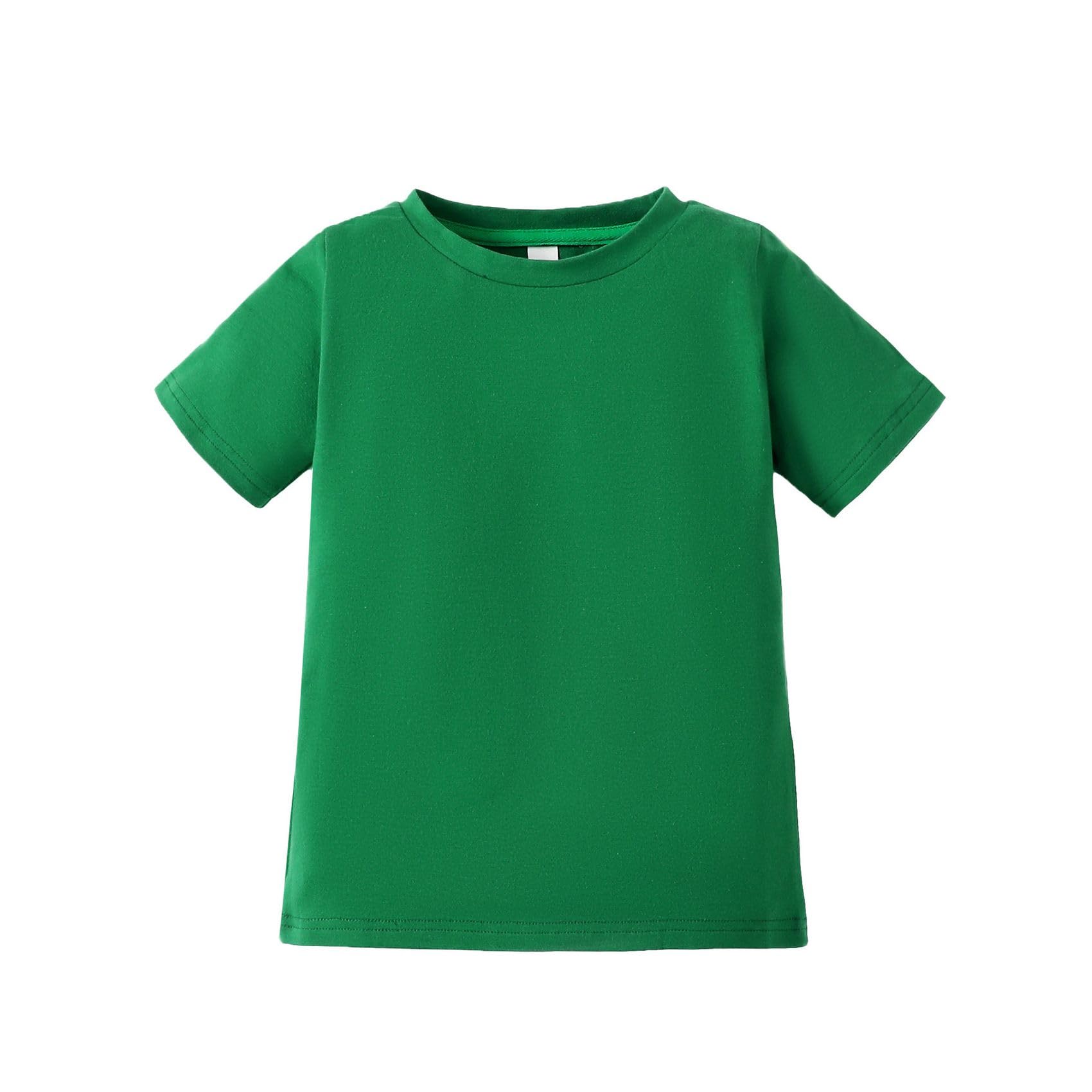 Magic Park 6M-7Y Baby Short Long Sleeve Tee Shirt Toddler T-Shirt Kids Solid Color Tops Boy Girl Casual Blouse (0046D-Green, 12-18 Months)