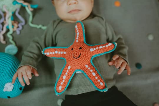 Pebble Fair Trade Handmade Crochet Cotton Starfish Rattle…