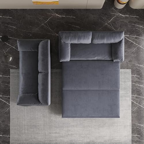 Eafurn 3 in 1 Sleeper Couch Sofa Bed,Convertible Pull Out Loveseat with Adjustable Backrest and Side Pocket,Comfy 2 Seater Love Seat Lounge Futon Sofa & Couches for Living Room Apartment Small Places