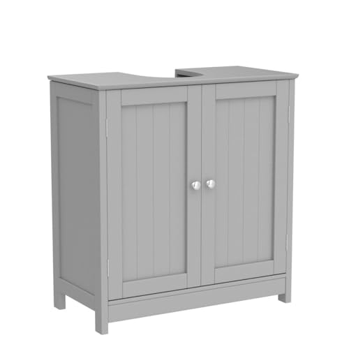 Bonnlo Pedestal Under Sink Storage Bathroom Vanity with 2 Doors Traditional Bathroom Cabinet Space Saver Organizer 23 5/8" x 11 7/16" x 23 5/8" (L x W x H) (Grey)