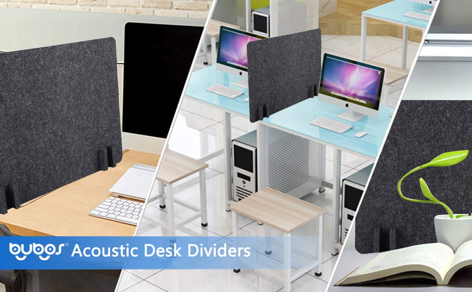 BUBOS Acoustic Desk Divider,Lightweight Desk Mounted Privacy Panel,Sound Absorbing Cubicle Desk Dividers, Acoustic Partitions,Can Reduce Noise and Visual Distractions(21x 16inch (2Pack, Sesame Black)