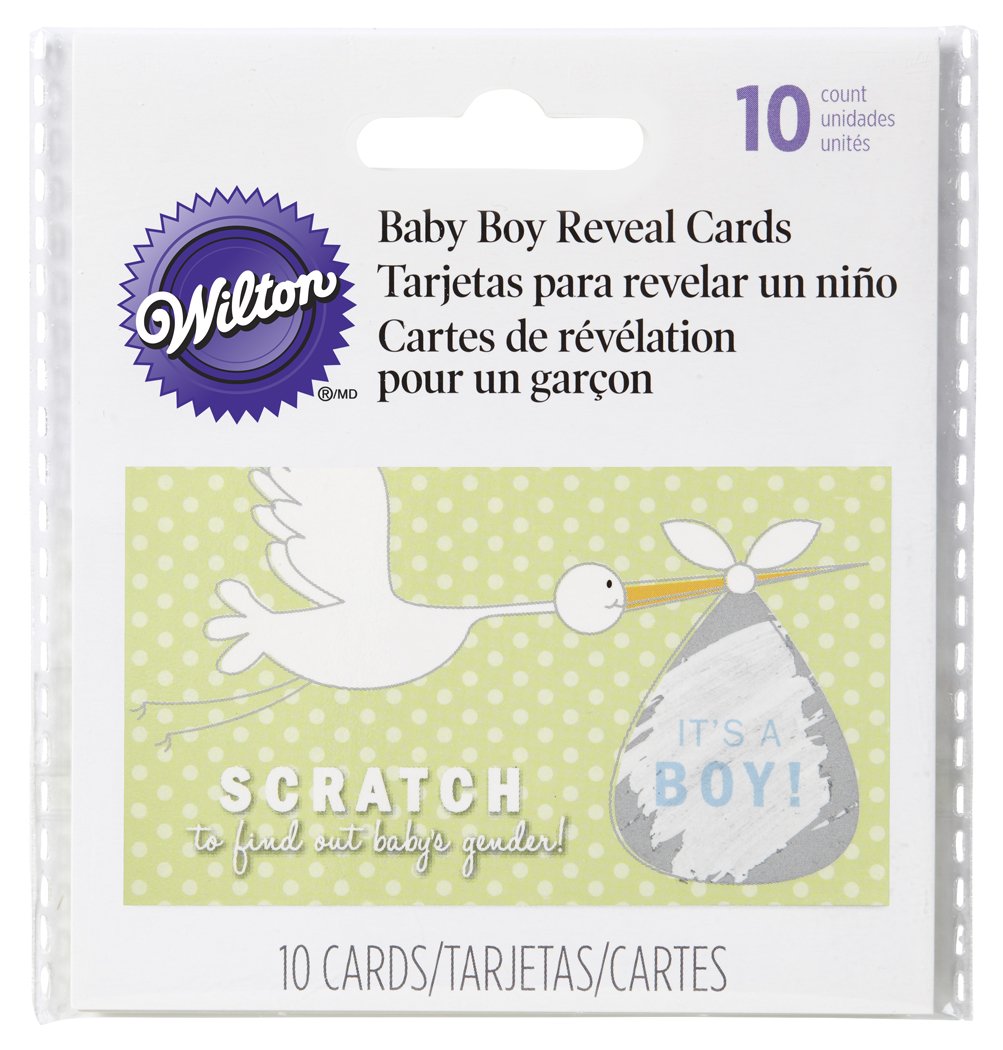 Wilton 1004-1564 Baby Reveal Stork Scratch Off Boy for Wedding Invitation, 10 Count