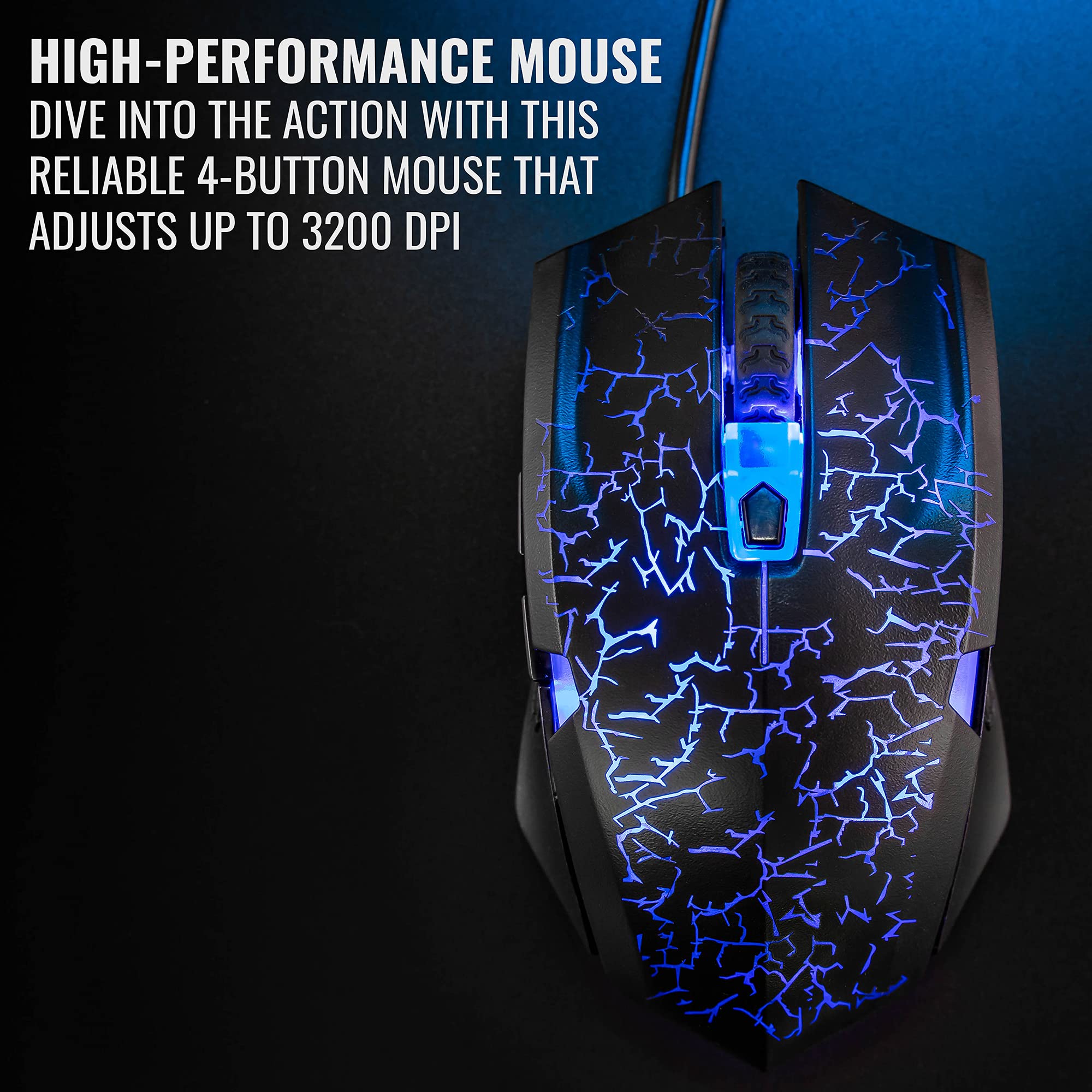 RitzGear Blue Gaming Kit I 4-in-1 LED Combo with Multimedia Keyboard, Optical Mouse, Mouse Pad & Headset with Adapter with CR4-X 4" Monitors and 24 Pack Acoustic Soundproof Wedge Panels