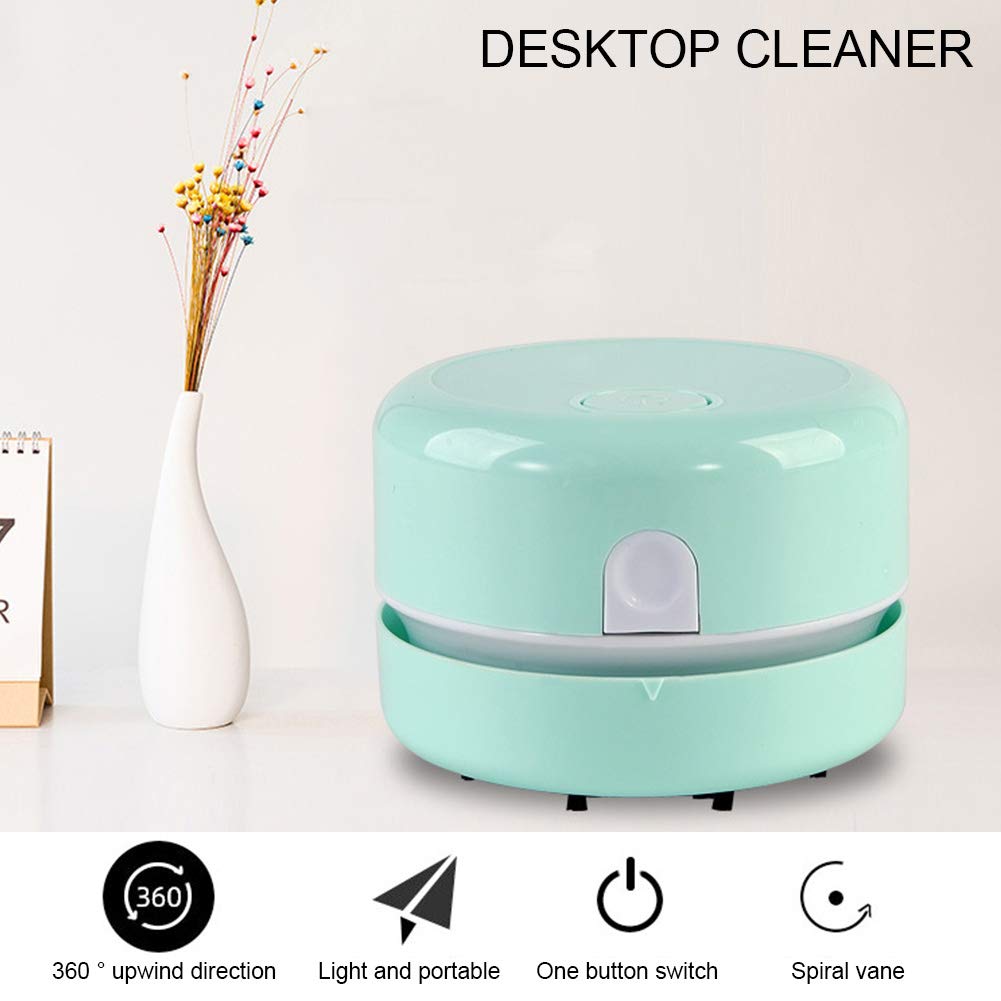 CALIDAKA Desktop Vacuum Cleaner Mini Table Dust Crumb Vacuum Cleaner Portable Cordless Cleaner Sweeper 360º Rotatable Multifunction Cleaning for Home Office Cars Computer Pet Hairs