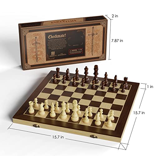 ๐ก๐๐ช ๐ฉ๐๐ฅ๐ฆ๐๐ข๐ก 15" Magnetic Chess Board Set - Wooden Chess Board for Kids and Adults - Universal, Competition Ready - Hand Carved Travel Game Chess Pieces - Felted Board Storage, Vintage Chess