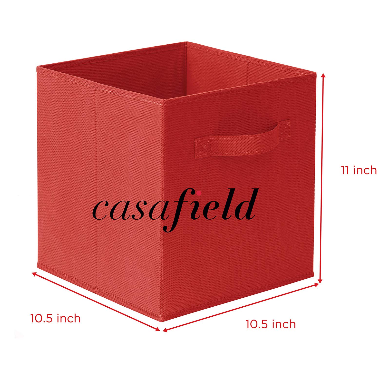 Casafield Set of 6 Collapsible Fabric Cube Storage Bins, Red - 11" Foldable Cloth Baskets for Shelves, Cubby Organizers & More