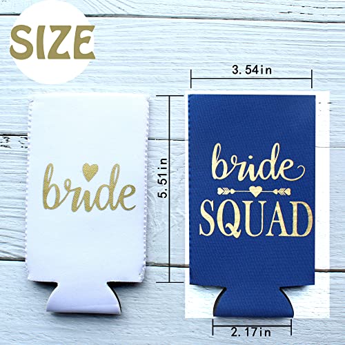 PartyGifts&Beyond 10Packs Bridemaids Can Cooler, Bride Squad Can Sleeve for Bachelorette Party Decoration(Navy Blue), 14*9