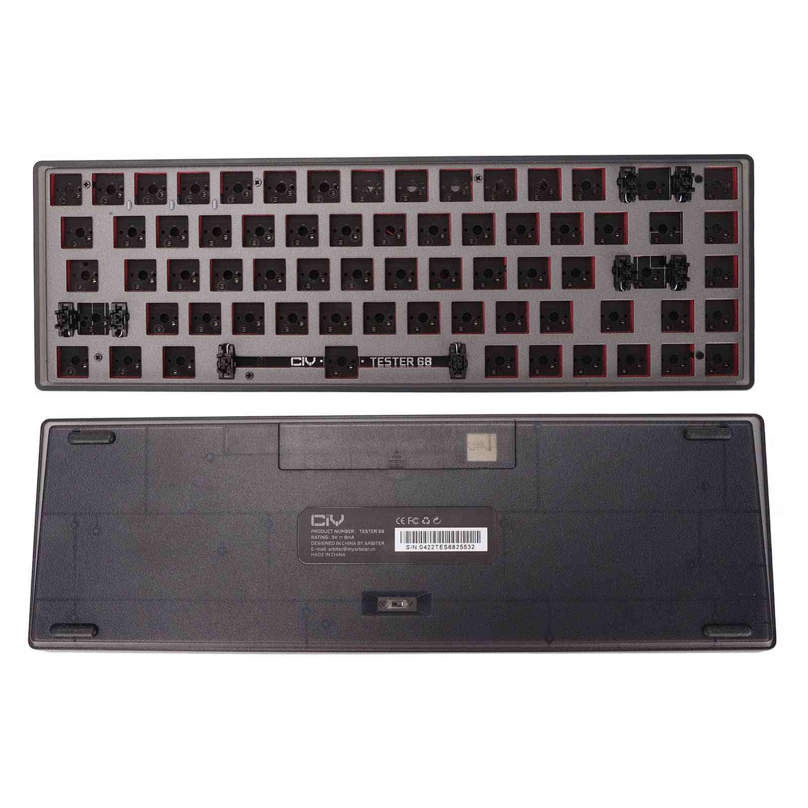 DIY Mechanical Keyboard Kit, 68 Keys Modular Mechanical Keyboard, Adopts Switch Hot Swap, 65 Percent Layout, Metal Positioning Plate, Custom Gaming Keyboard(Black)