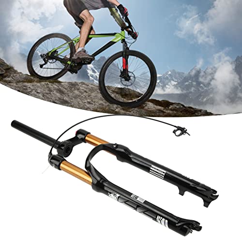 DAUERHAFT Bicycle Front Forks, 120mm Stroke 26inch Mg Aluminum Alloy Bike Suspension Air Fork Straight Steerer for Off Road