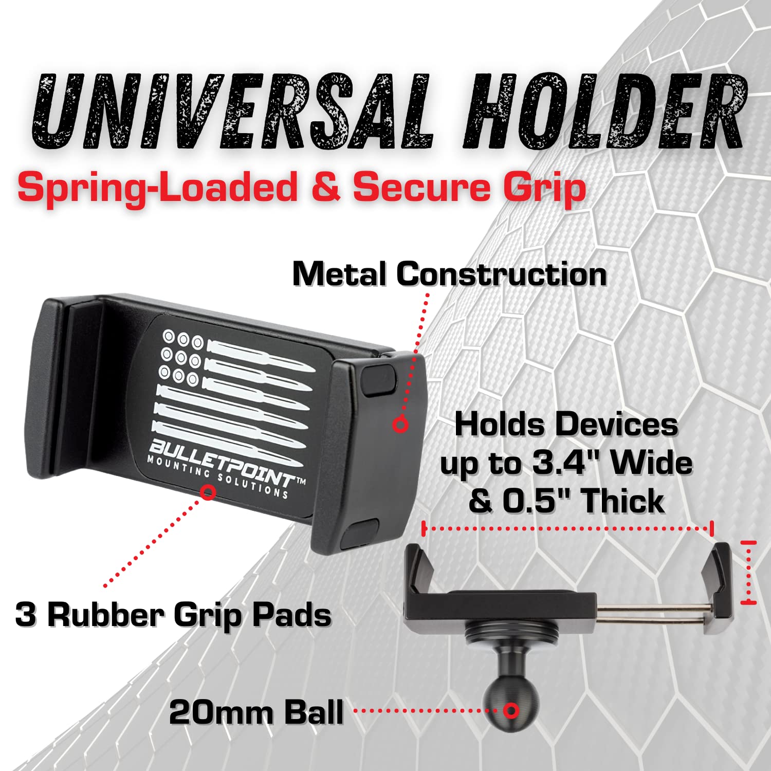 Bulletpoint Metal Dash Mount Compatible with 2016-2023 Toyota Tacoma Phone Mount & Action Camera Mount (3-Ball Mount)