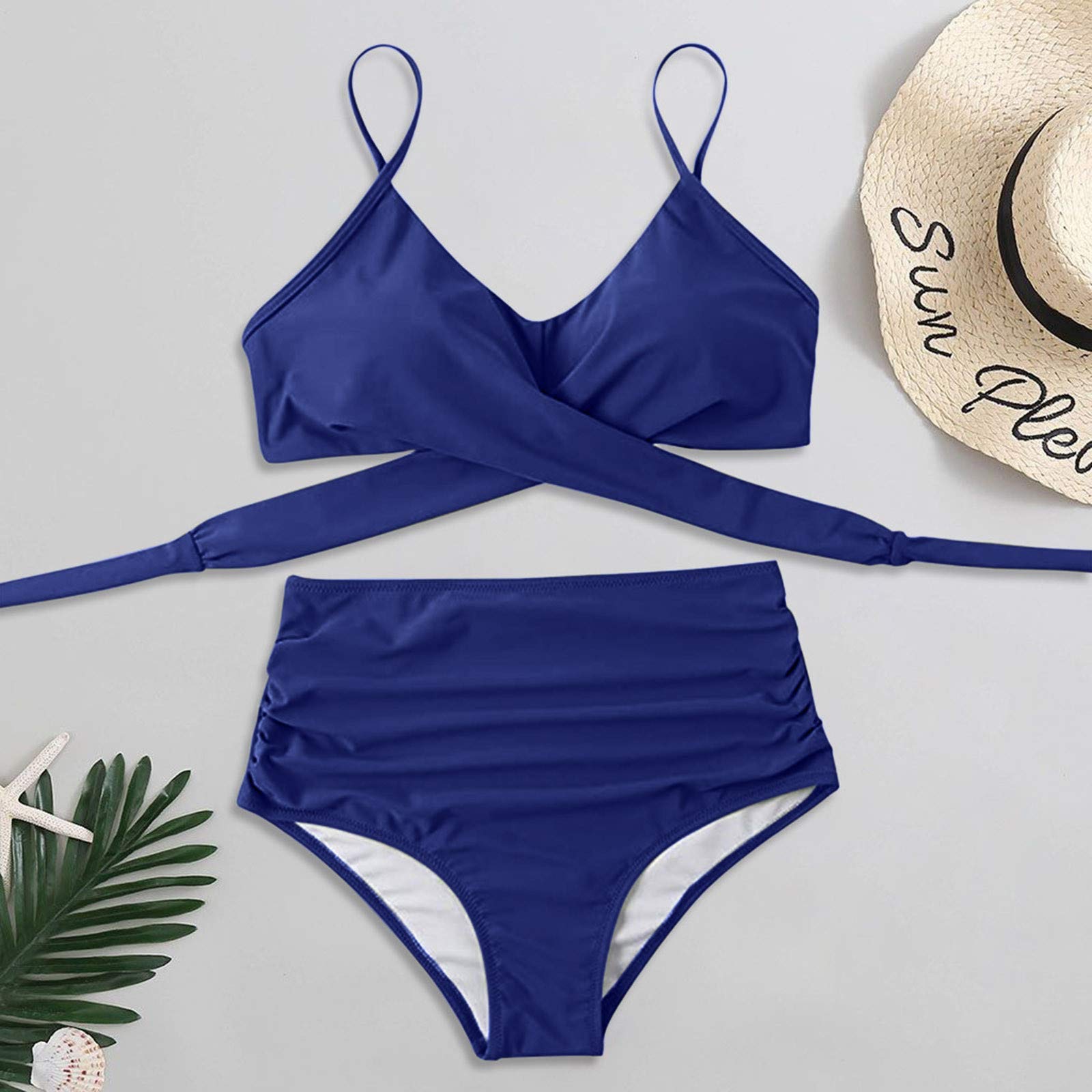 Padaleks Women's High Cut Bikini Set Lace Up Two Piece Padded Swimsuits High Waist Bottom Bathing Suits Beachwear