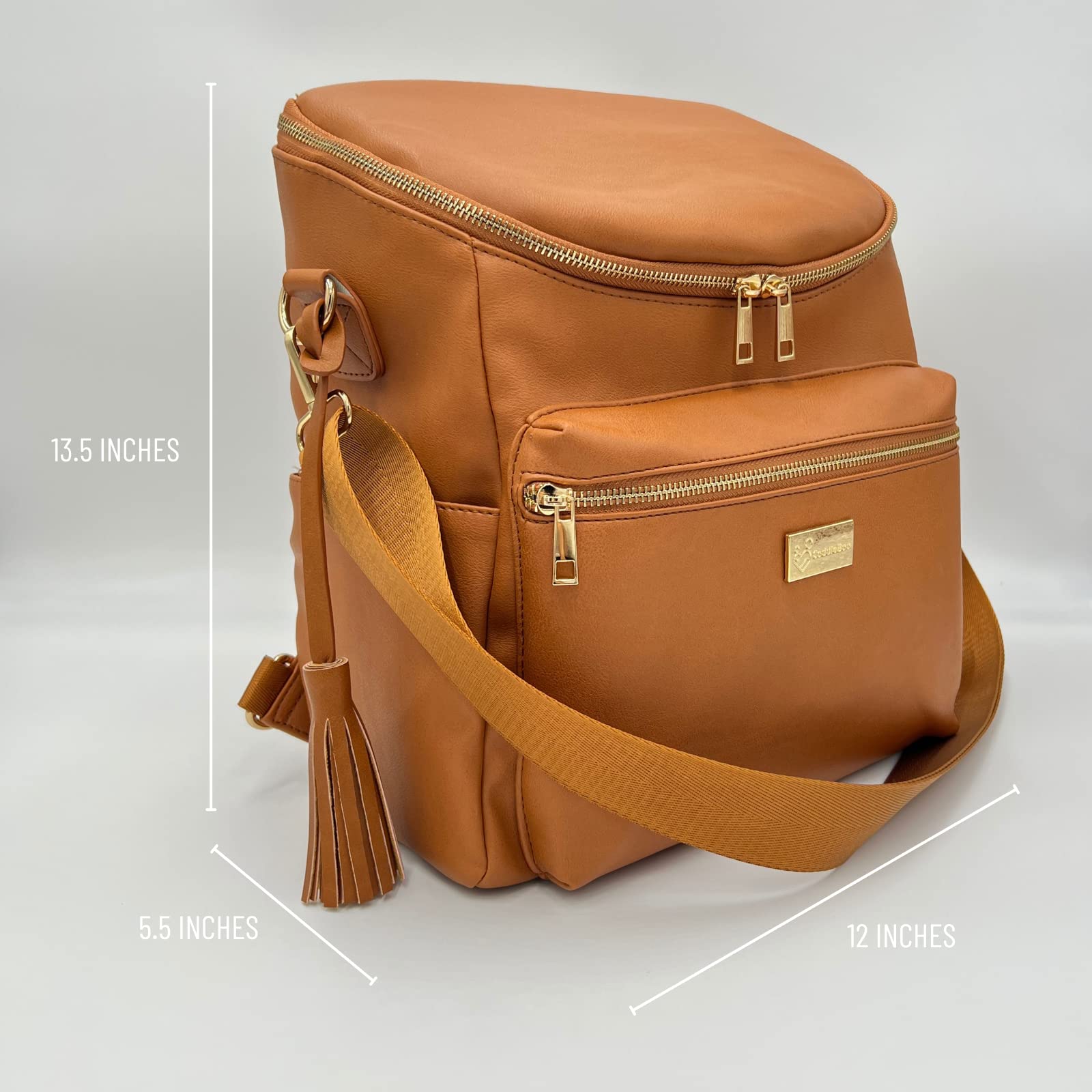 CoddleBoo Diaper bag, Beautiful Vegan-Leather Diaper Backpack with Multi-Pocket Design+Laptop Compartment and Travel Accessories, Waterproof and Tear-Resistant, Bolsa De Pañales (DB1822)