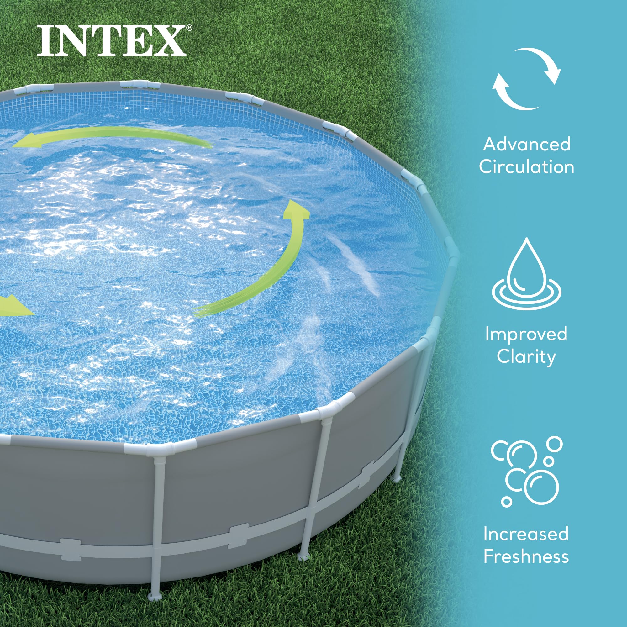 Intex 2500 Gallons Per Hour Above Ground Swimming Pool Cartridge Filter Pump System with a Pair of 59 Inch Long Pool Pump Accessory Hoses, Aqua