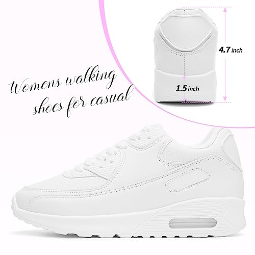 Iarus Women’s Walking Shoes White Running Sneakers Comfortable Fashion Tennis Shoes for Womens(white08)