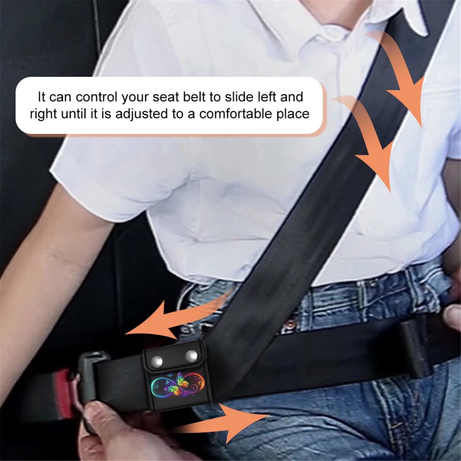 COEQINE Car Seatbelt Pads Adjuster for Kids, Adjustable Vehicle Safety Strap Protector Support Cushion,Women Men Safety Strap Protector Cover,Print Butterfly Black