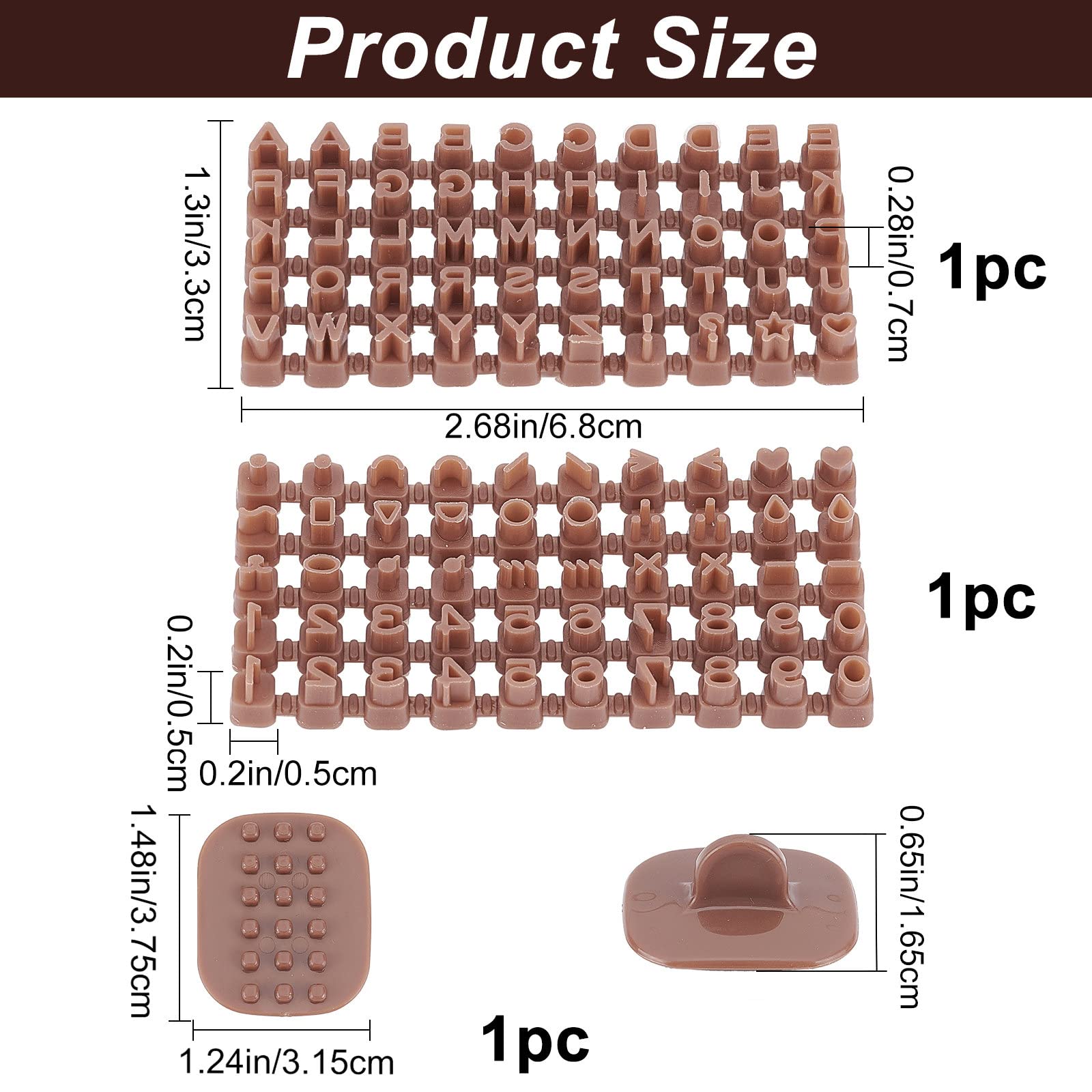 CRASPIRE Letter Stamps for Clay, Cookie Stamps Letters Brown Polymer Alphabet Clay Cutters Set Clay Texture Roller for Clay Cookie