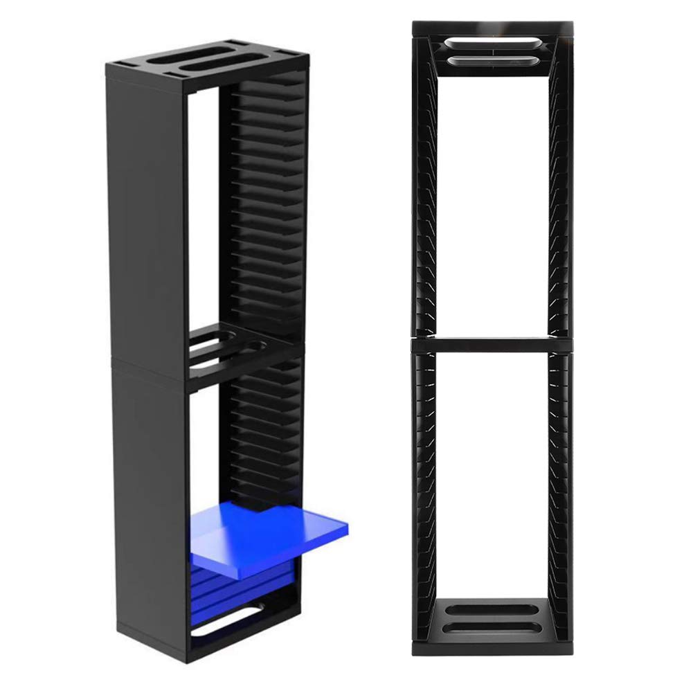 DAUERHAFT Game Disc Organizer, Game Disc Storage Shelf Large Capacity Double Tier Professional for Video Game Store for Home