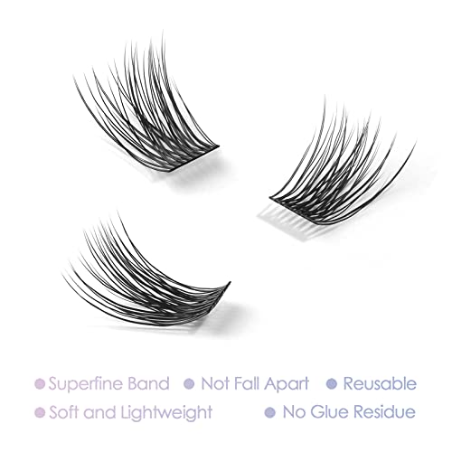 CarLary Lash Clusters, DIY Eyelash Extension, 40 Mini Glue Bonded Clusters Individual Lashes, Wispy Fluffy Reusable Artificial Natural Look for Cluster Lashes, C Curl Lashes Pack (Volume-12mm)
