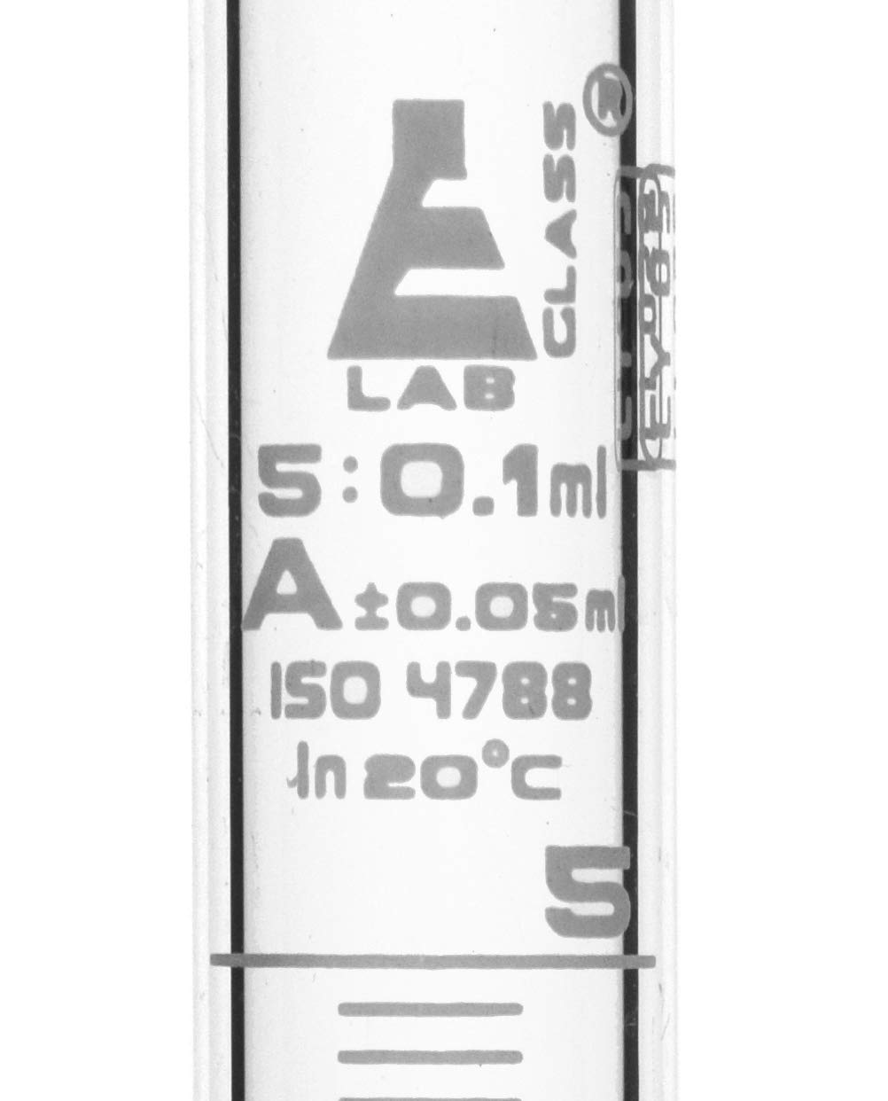 EISCO Graduated Cylinder, 5ml - Class A Tolerance ±0.05ml - Round Base - White Graduations - Borosilicate 3.3 Glass