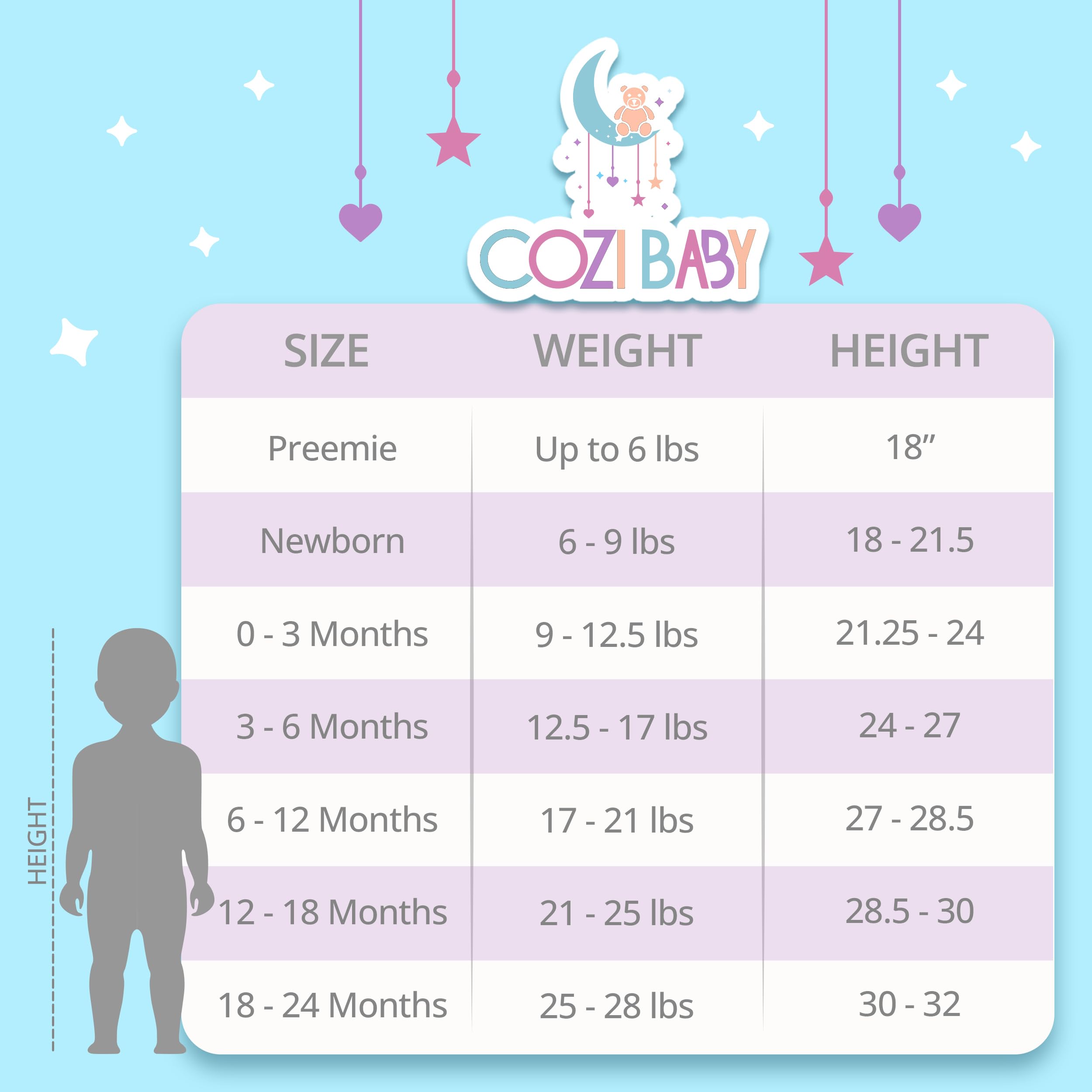 Cozi Baby 2-Pack Bamboo Viscose Baby Pajamas 0-24 Months - Bamboo Viscose Sleepers with Mitten and Feet Cuffs - Baby Sleeper