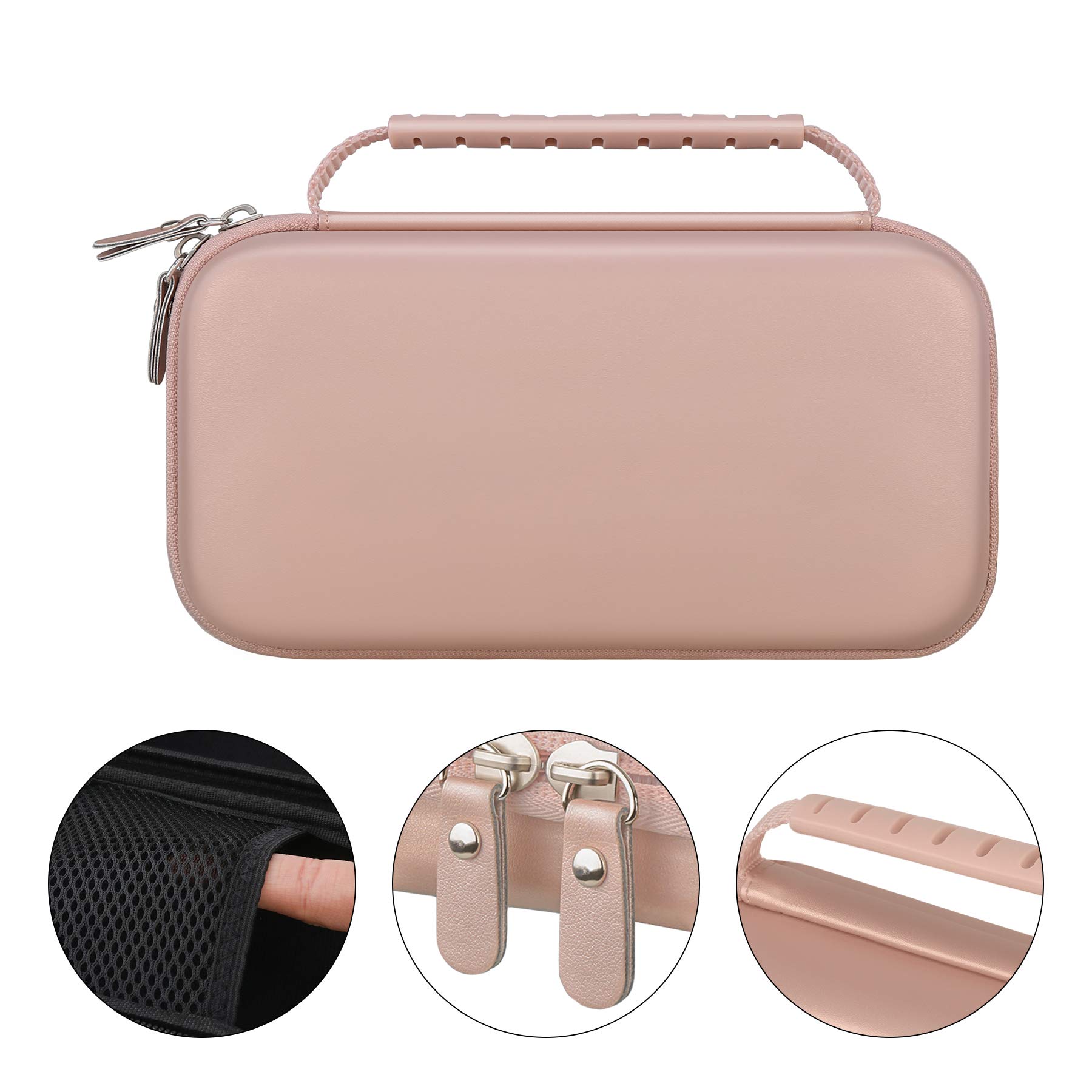 Canboc Hard Carrying Case for Logitech G Cloud Gaming Handheld, Mesh Bag fit Power Adaptor, USB Cable, Portable Gaming Console Bag, Rose Gold(Case Only)