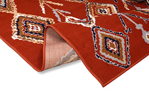 Furnish my Place Moroccan Diamond Rug - 7 ft. 8 in. x 11 ft, Rust, Geometric, Accent Rug with Transitional Style