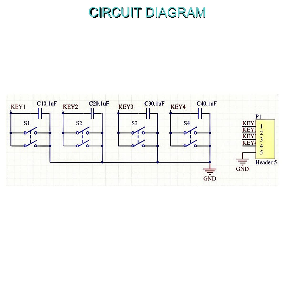 DKARDU 5 pcs 4 Key Keyboard Module 1x4 4 Independent Key Buttons Control Module Control Switch PCB Keypad Board for Electronic Experiment