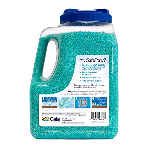 Safe Paw, Dog/Child/Plant Pet Safe Ice Melt with Traction Agent, 8lb, 100% Salt-Free/Chloride-Free, Non-Toxic, No Concrete Damage, Fast Acting, Lasts 3X Longer