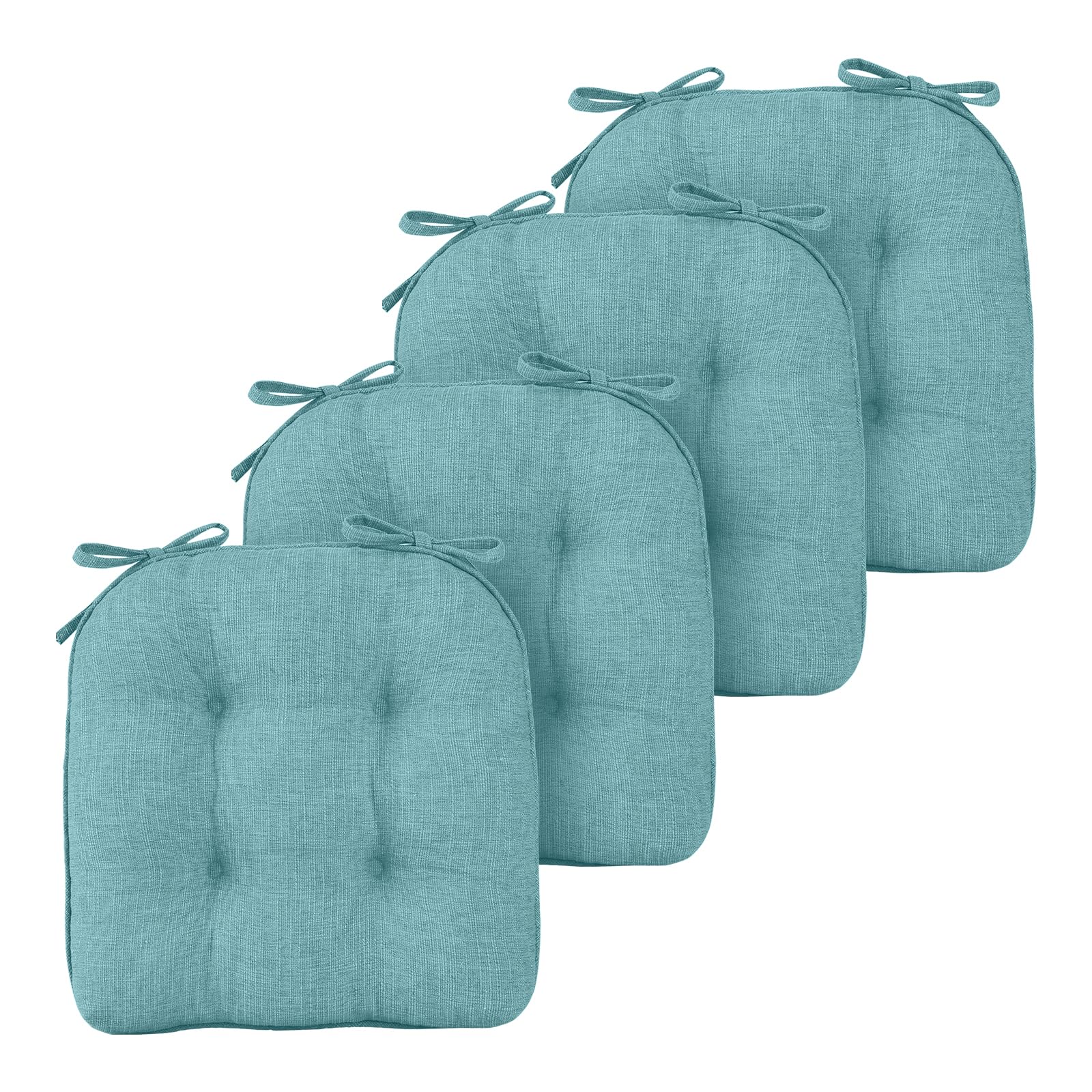 Basic Beyond Chair Cushions for Dining Chairs 4 Pack, Memory Foam Chair Cushion with Ties and Non Slip Backing, 15.5 x 15.5 Inches Tufted Chair Pads for Dining Chairs(Charcoal)