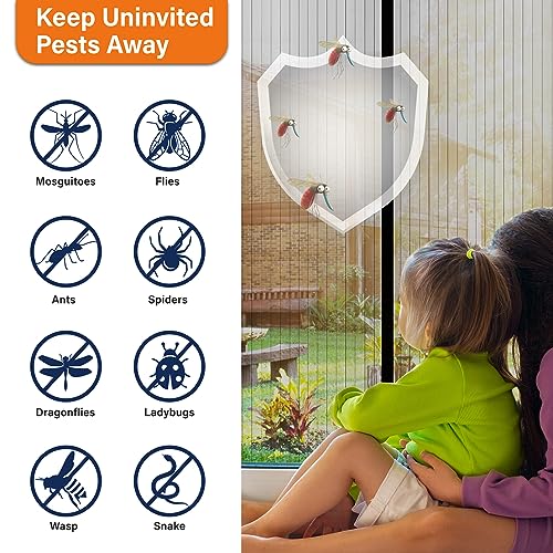 Magnetic Screen Door, Keep Bugs Out, Pet & Kid Friendly,Works with Front Doors, Sliding Doors,Fit Door Size 38 x 80 Inches