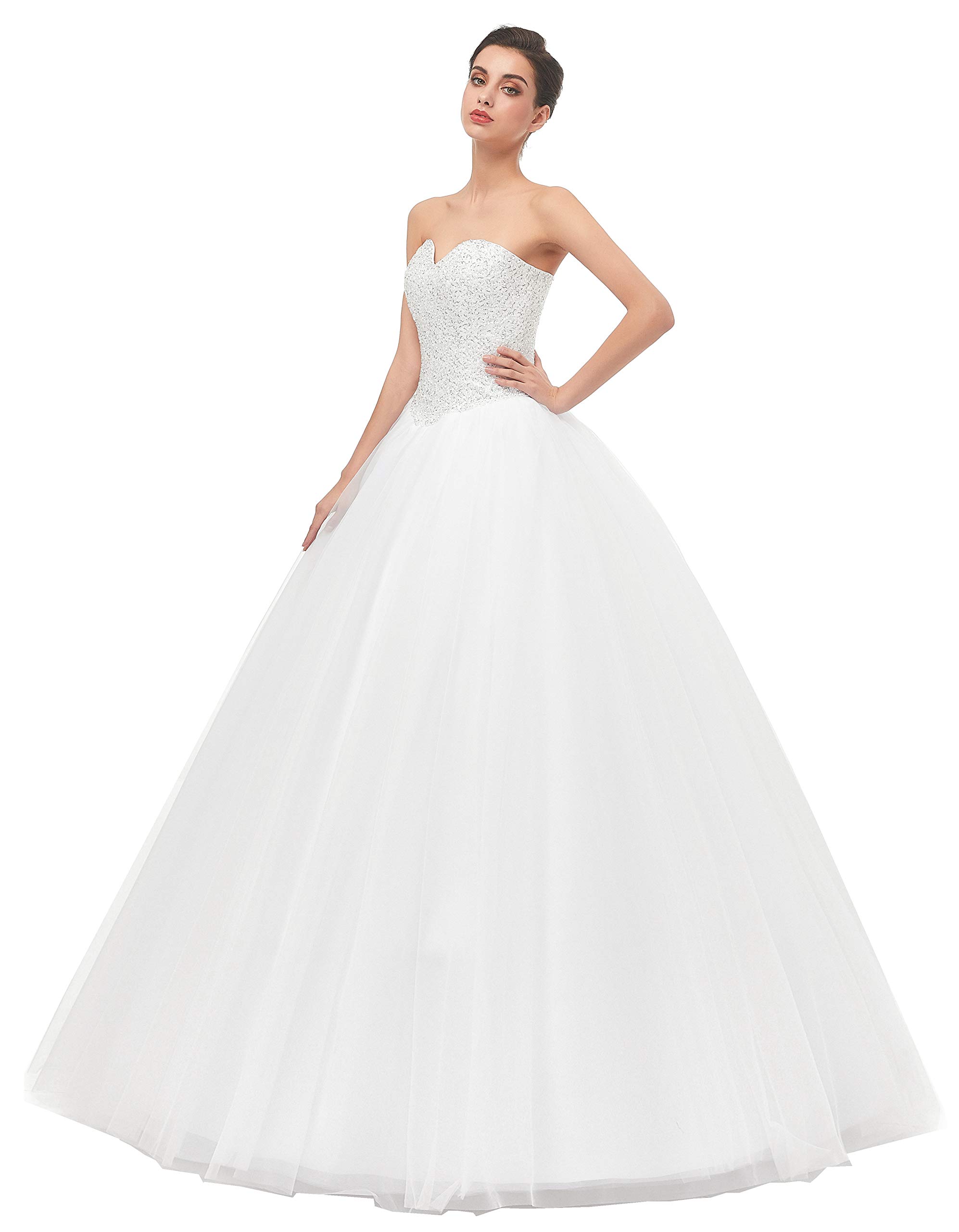 Likedpage Women's Ball Gown Bridal Wedding Dresses (US6, Ivory)